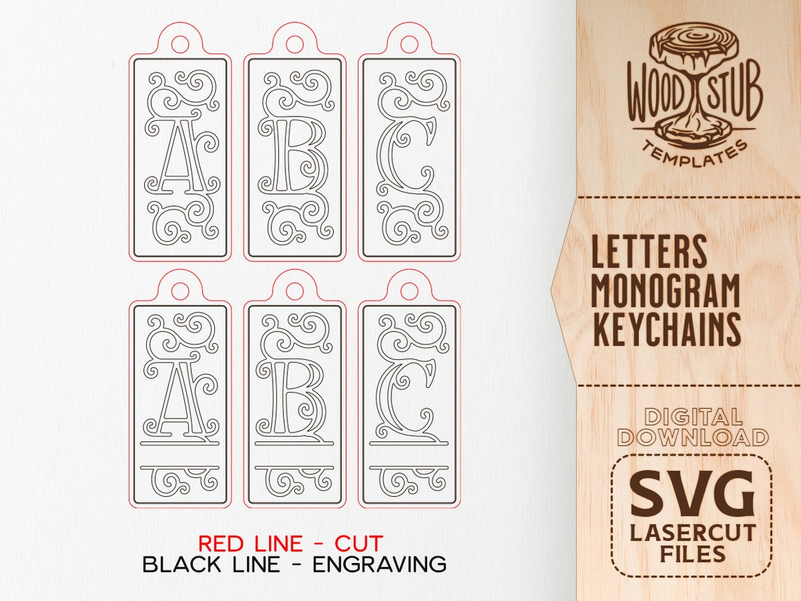 Letters Keychains SVG Monogram SVG Monogram Laser File - Etsy