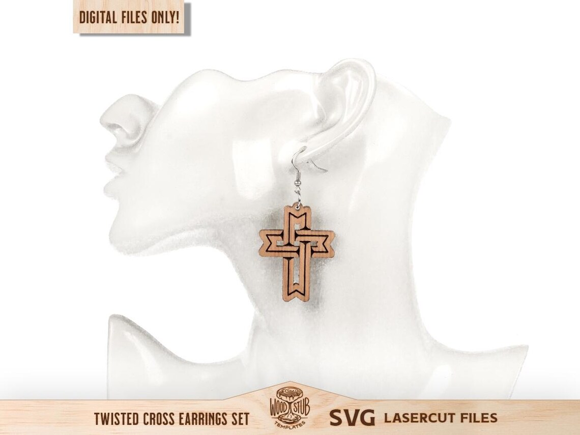 Laser Cut Cross Earrings SVG File: Boho Jewelry Design (digital ...