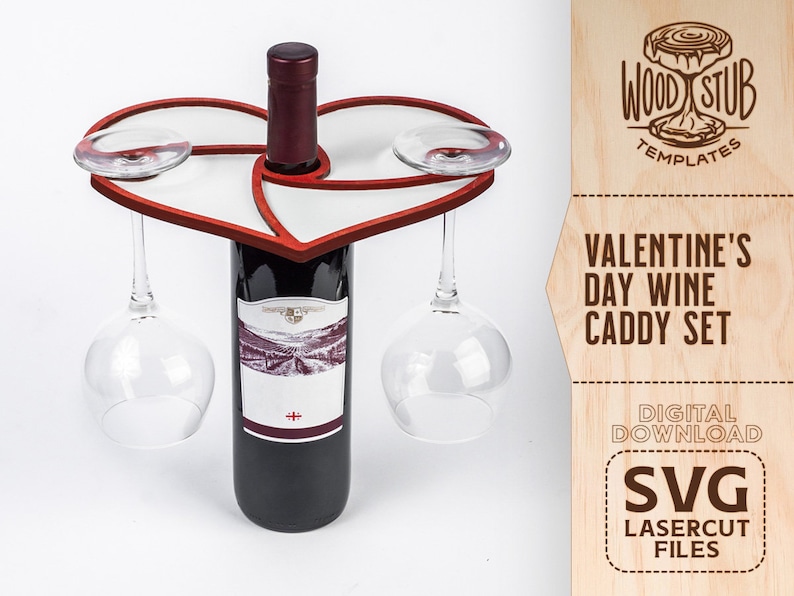 Wine Caddy SVG Bundle, Wine Holder SVG, Wine Glass Holder, Glowforge ...