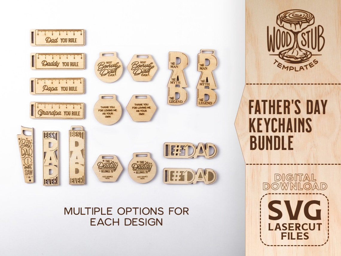 Fathers Day Keychain Bundle SVG Dad Keychain SVG Fathers | Etsy Canada