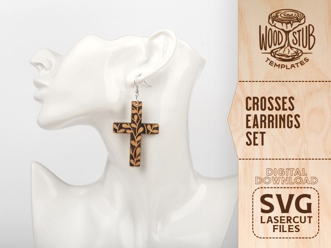 Cross Earrings SVG, Earrings SVG, Cross Earring, Floral Earrings Svg ...