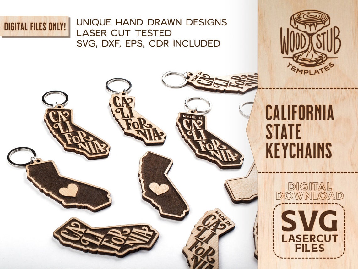 California SVG California Keychain SVG California Glowforge - Etsy