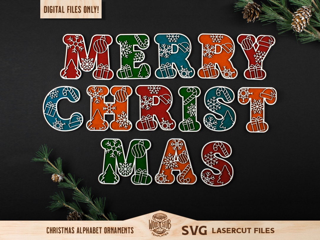 Christmas Alphabet SVG, Christmas Letters SVG, Alphabet Laser Cut ...