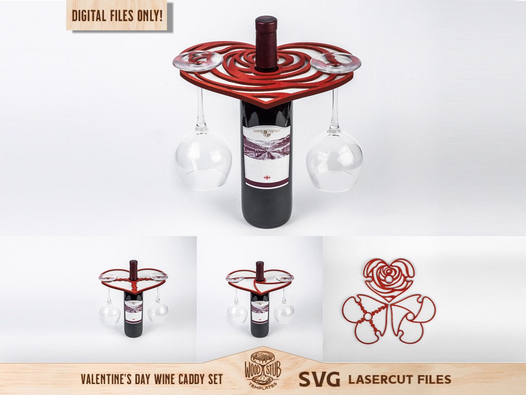 Wine Caddy SVG Bundle, Wine Holder SVG, Wine Glass Holder, Glowforge ...