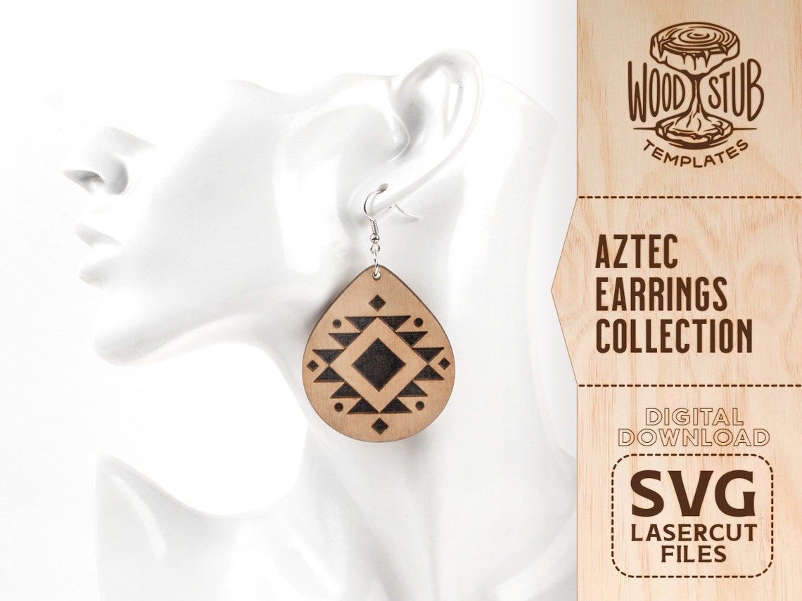 Aztec Earrings SVG Aztec Earrings Earrings SVG Boho - Etsy