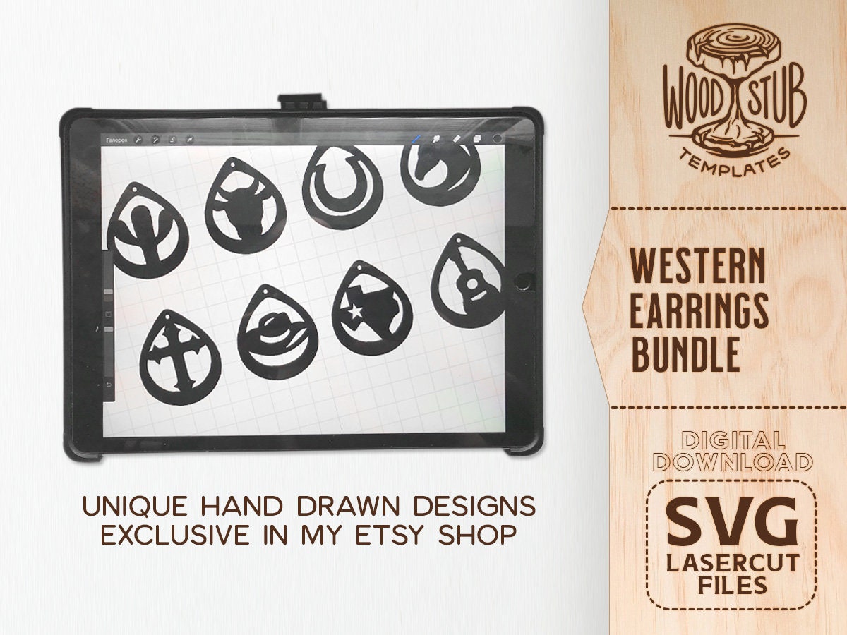 8 Western Earrings SVG Earrings SVG Teardrop Earring - Etsy