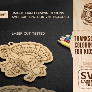 Thanksgiving Coloring Kit for Kids, Thanksgiving Ornaments SVG ...