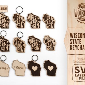 Wisconsin SVG Wisconsin Keychain SVG Wisconsin Glowforge - Etsy