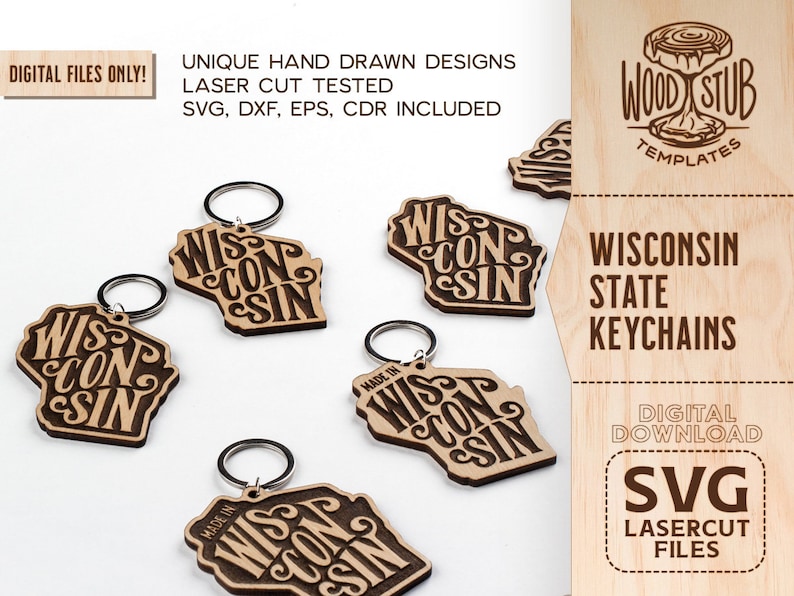 Wisconsin SVG Wisconsin Keychain SVG Wisconsin Glowforge - Etsy