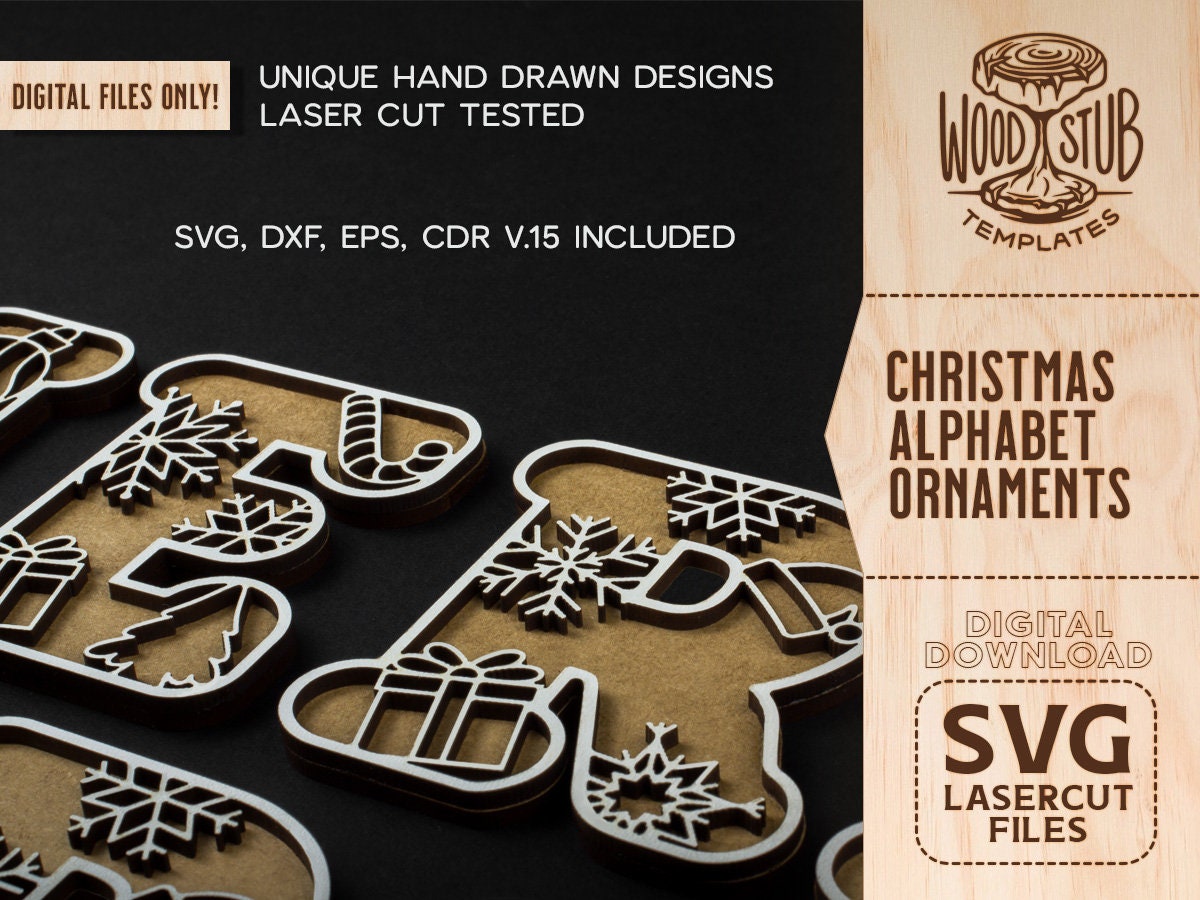 Christmas Alphabet SVG Christmas Letters SVG Alphabet Laser - Etsy