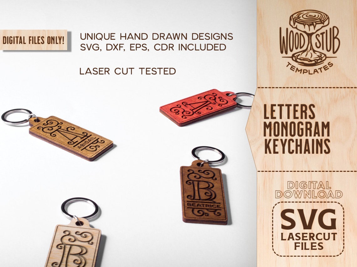 Letters Keychains SVG Monogram SVG Monogram Laser File - Etsy