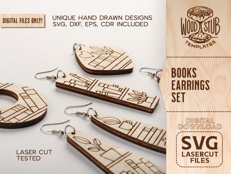 Earrings SVG, Books Earrings SVG, Book Lover SVG, Book Lover Gift, Book ...
