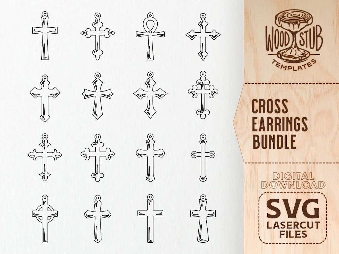 Cross Earrings SVG, Earrings SVG, Cross Earrings Bundle, Cross Earring ...