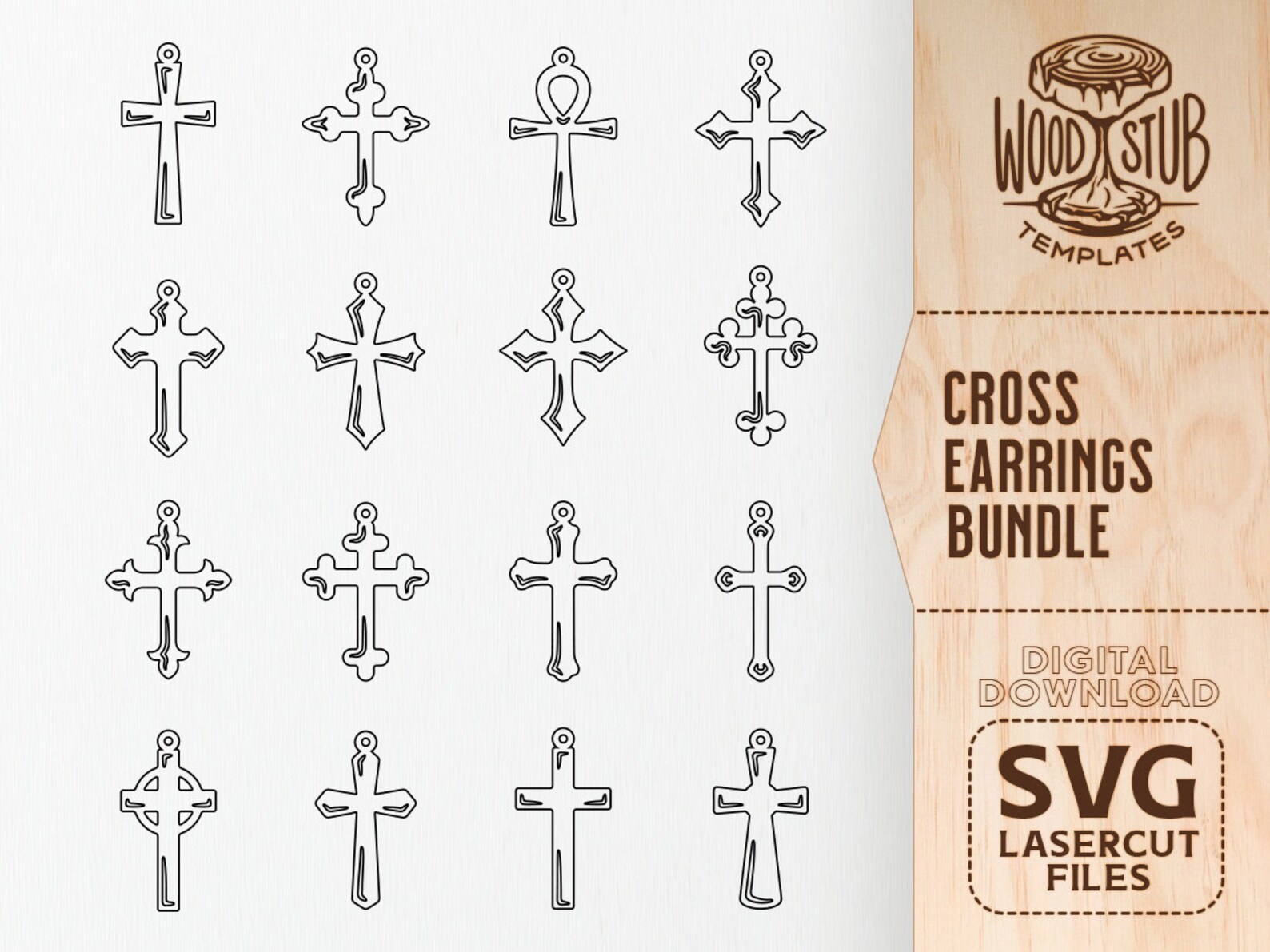 Cross Earrings SVG, Earrings SVG, Cross Earrings Bundle, Cross Earring ...