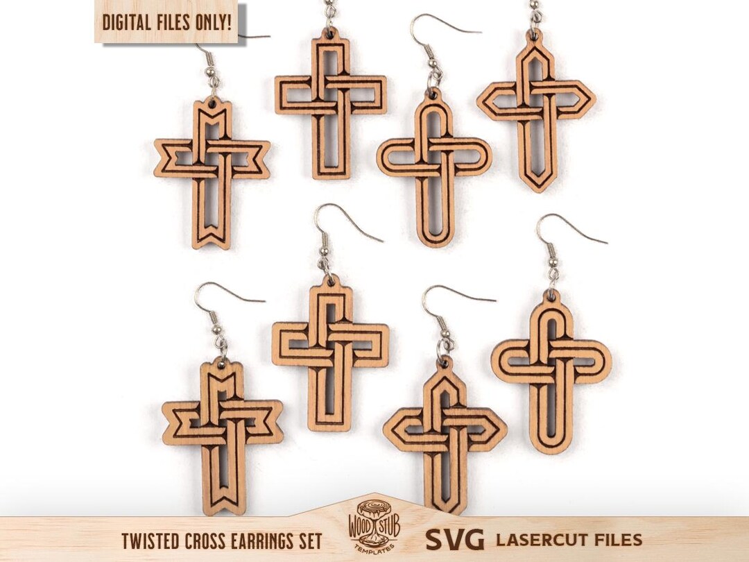 Laser Cut Cross Earrings SVG File: Boho Jewelry Design (digital ...