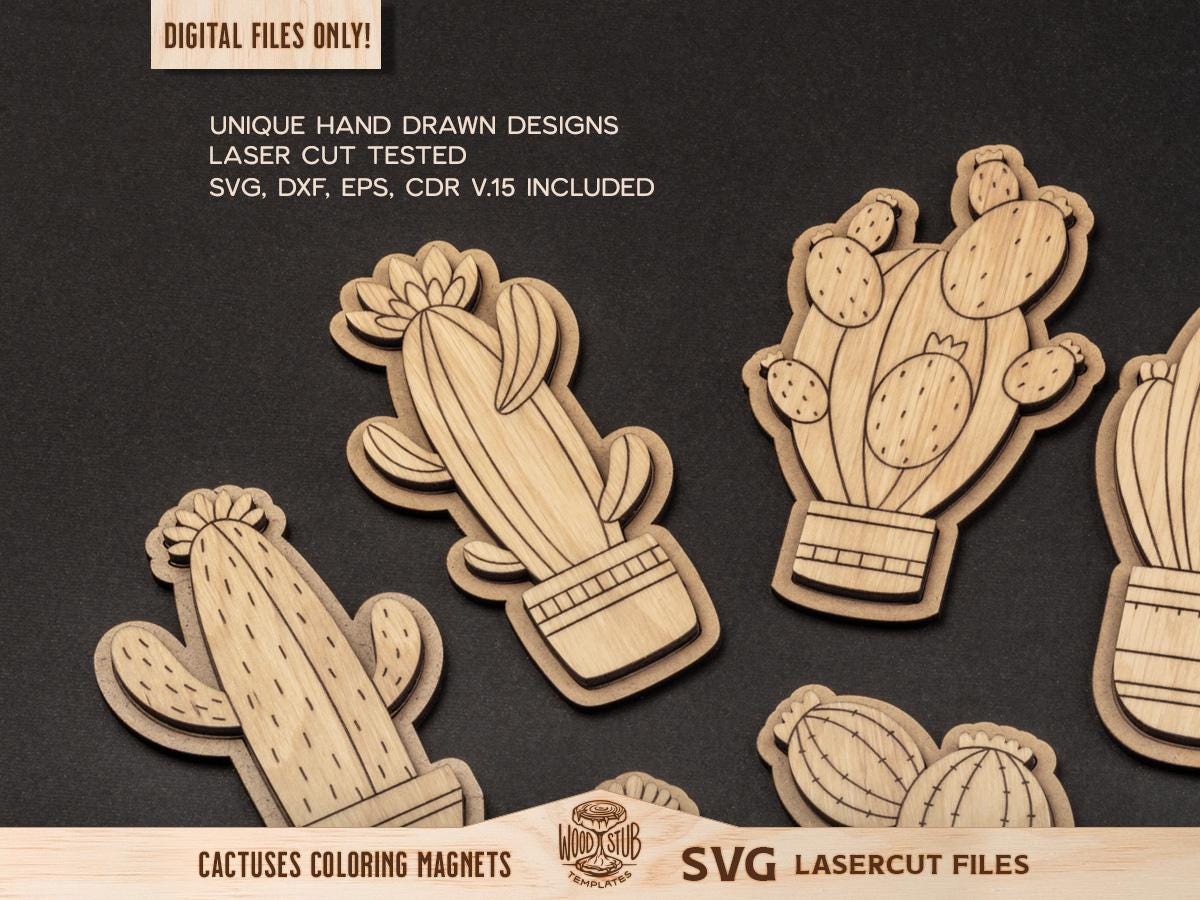 Cactus Magnets SVG Bundle: Laser Cut Files (digital Download) - Etsy