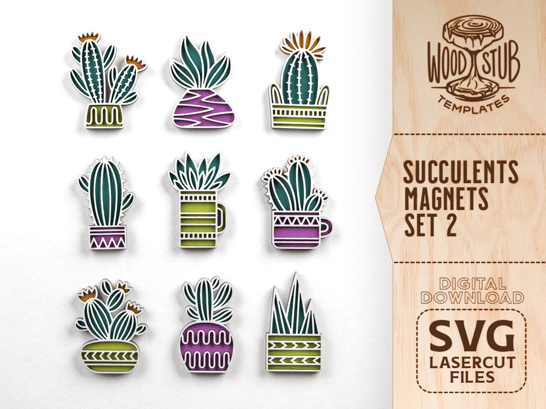 Succulent Magnets Bundle Succulents SVG Bundle Succulent - Etsy