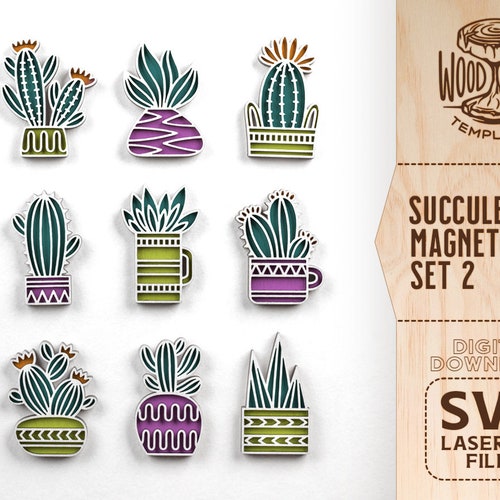 Succulent Magnets Bundle Succulents SVG Bundle Succulent - Etsy