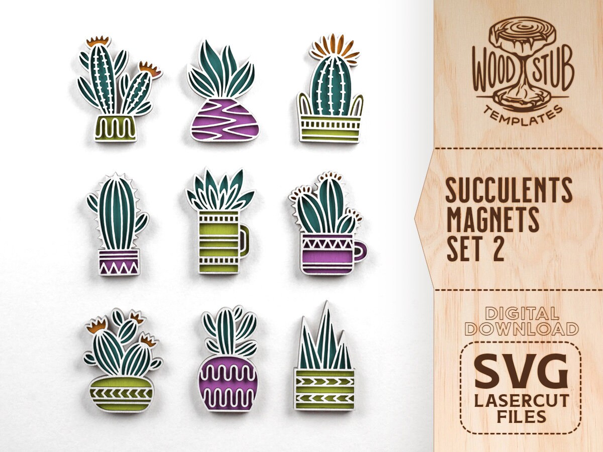 Succulent Magnets Bundle Succulents SVG Bundle Succulent - Etsy