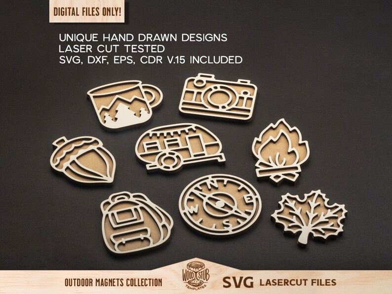 Outdoor Magnets SVG, Outdoor SVG, Camping Laser File, Outdoor Laser ...