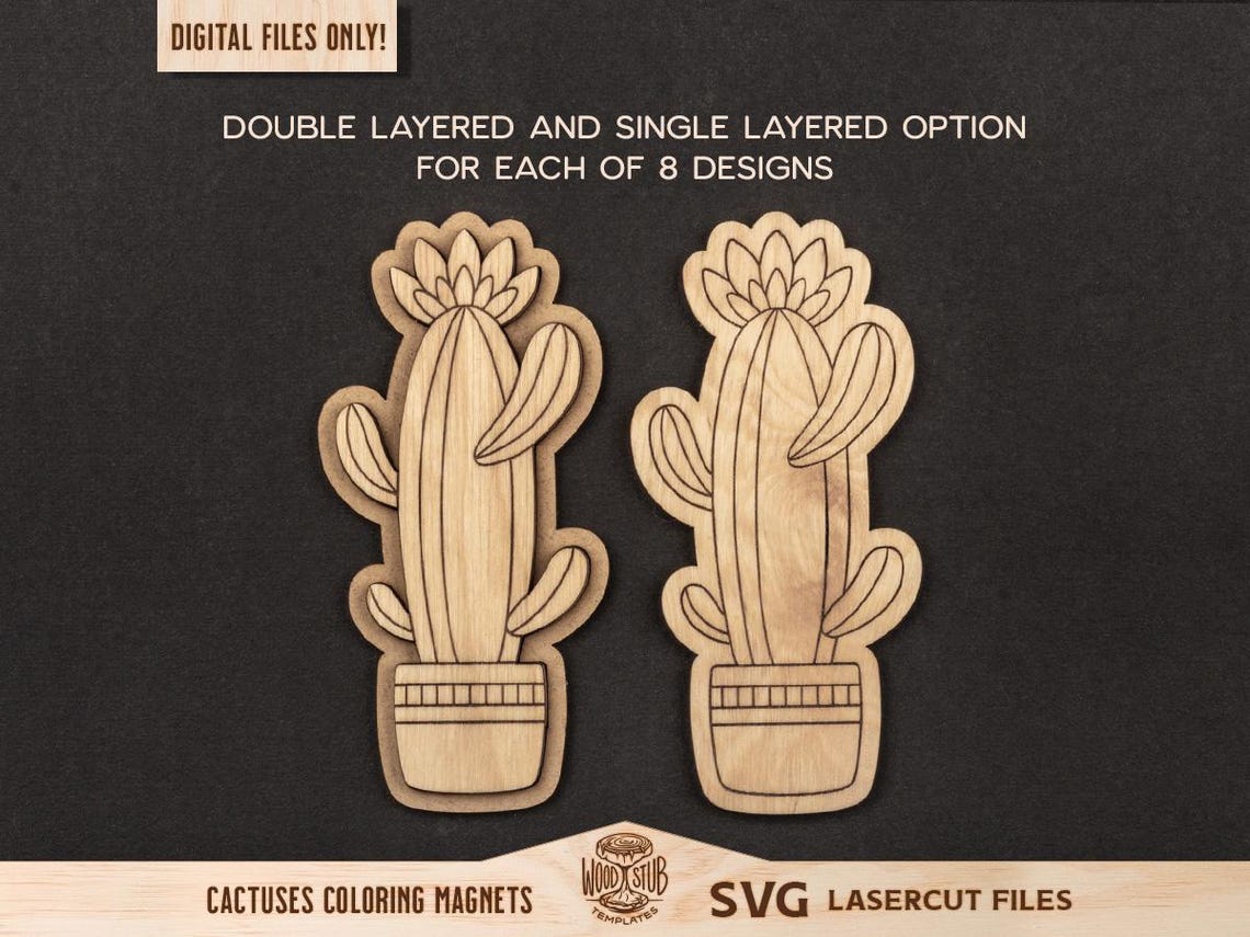 Cactus Magnets SVG Bundle: Laser Cut Files (digital Download) - Etsy