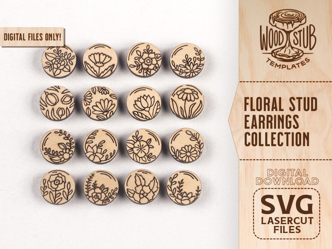 Floral Earrings SVG Stud Earrings SVG Flower Earrings Svg - Etsy