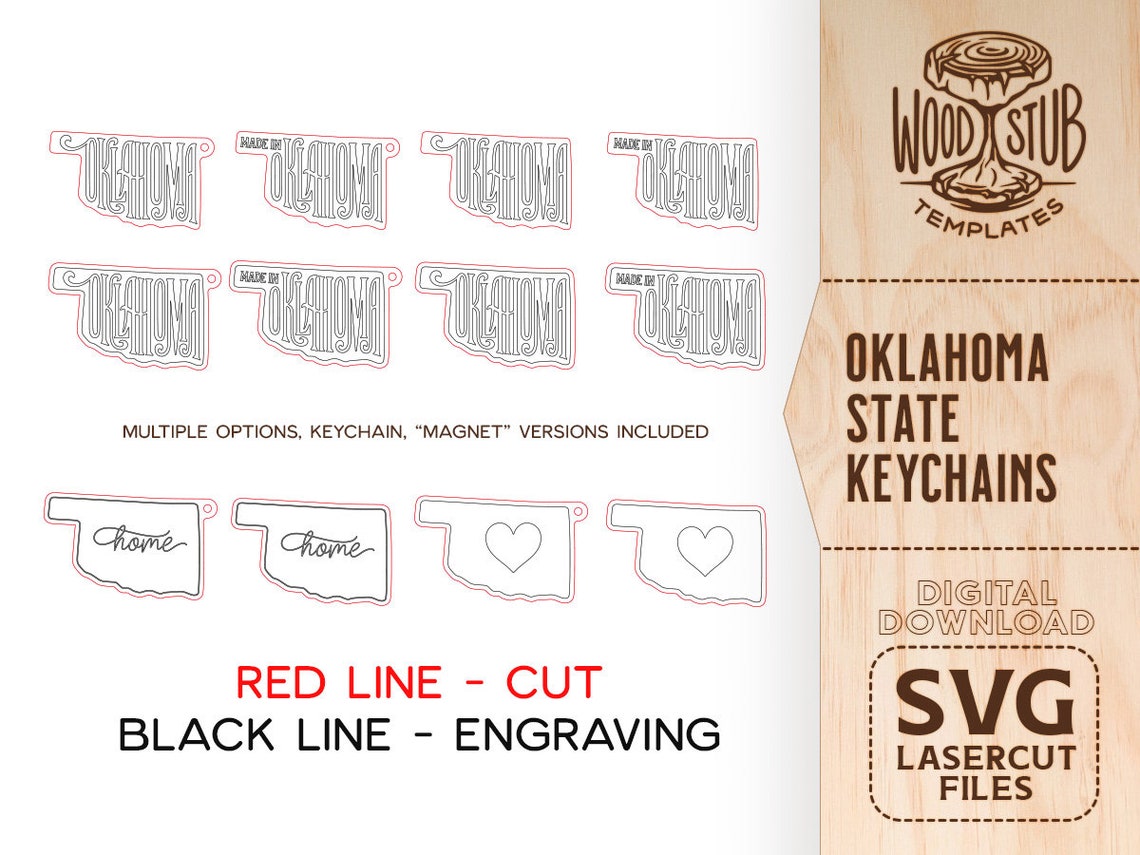 Oklahoma SVG, Oklahoma Keychain SVG, Oklahoma Glowforge SVG, Oklahoma ...