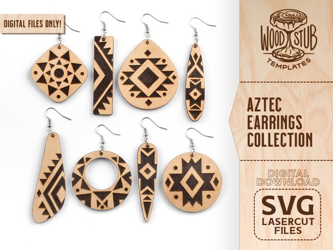 Aztec Earrings SVG Aztec Earrings Earrings SVG Boho - Etsy