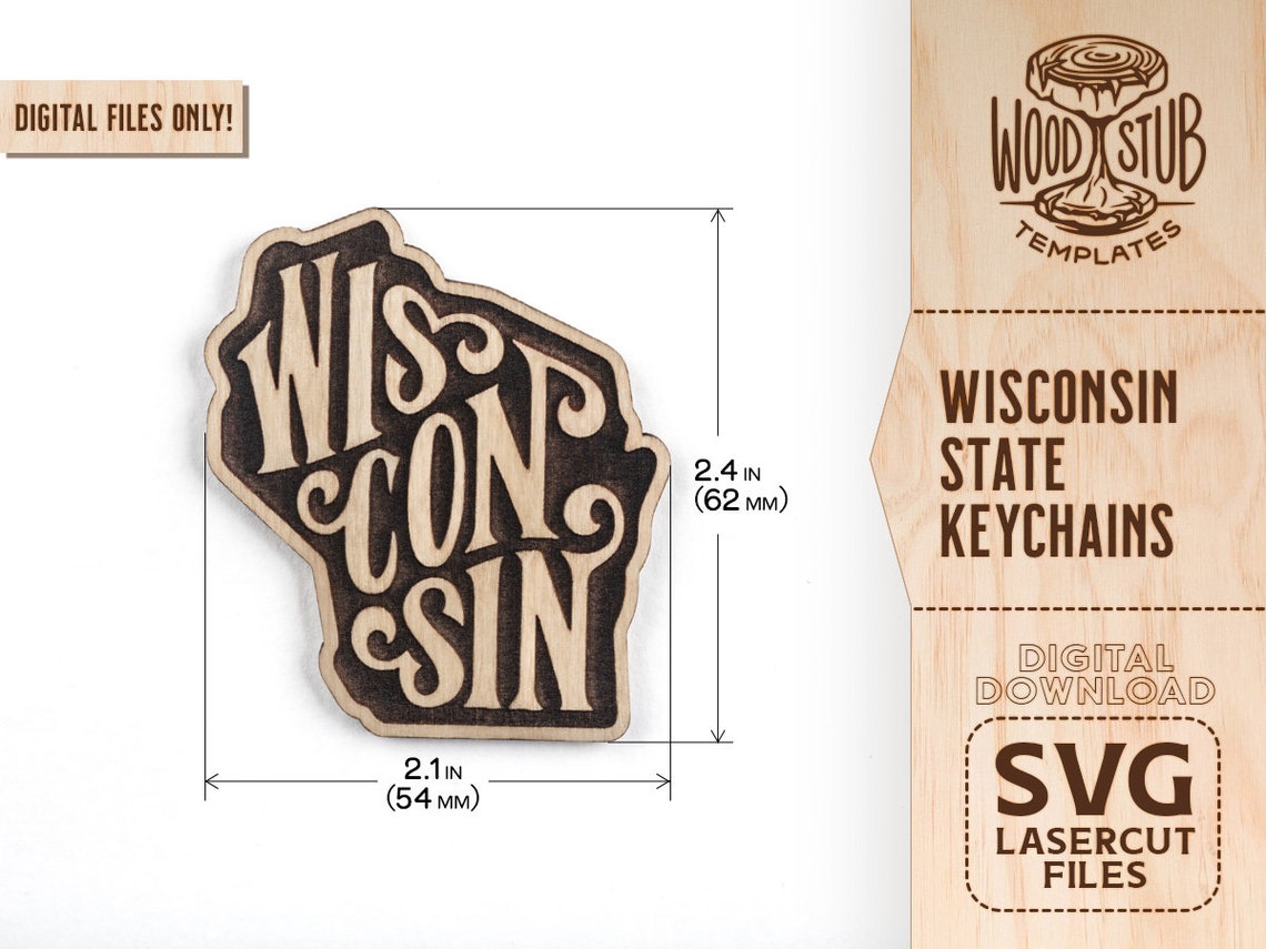 Wisconsin SVG Wisconsin Keychain SVG Wisconsin Glowforge - Etsy