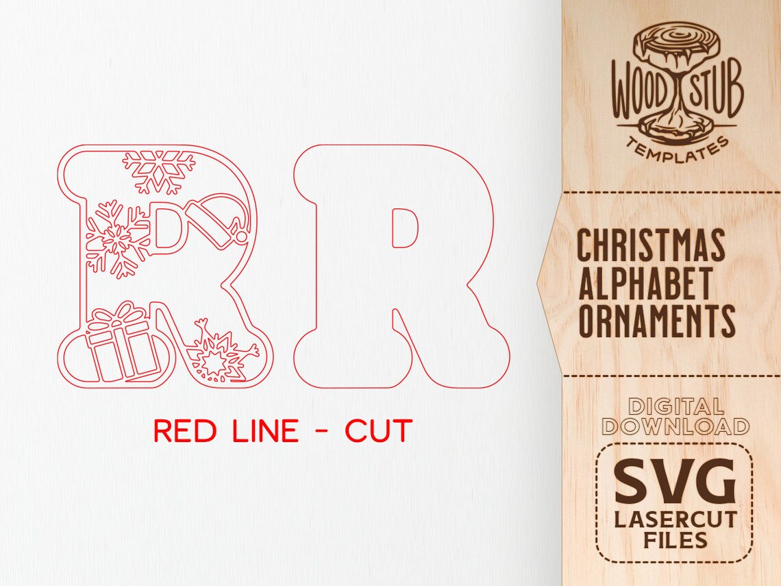 Christmas Alphabet SVG Christmas Letters SVG Alphabet Laser - Etsy