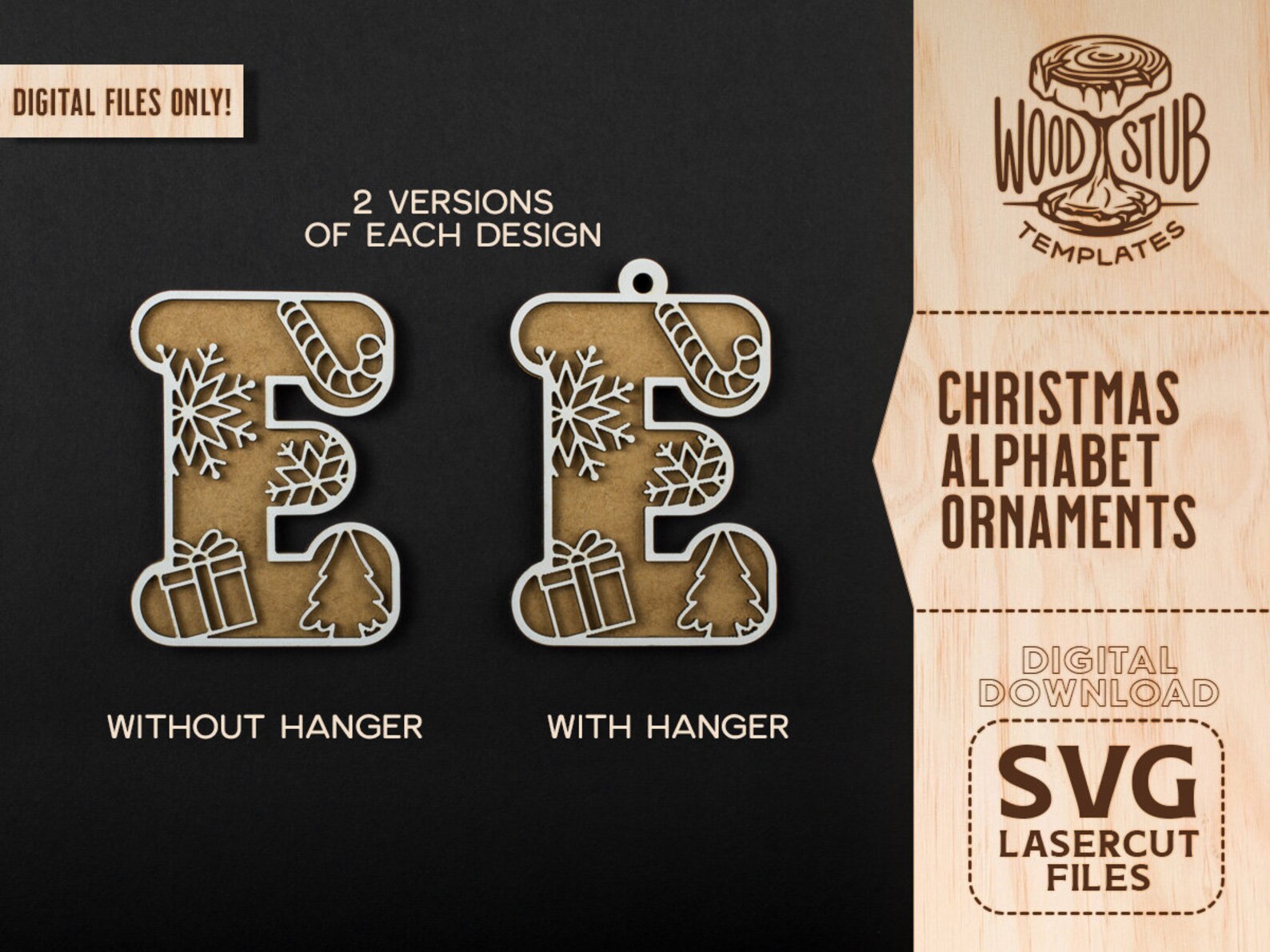 Christmas Alphabet SVG Christmas Letters SVG Alphabet Laser - Etsy