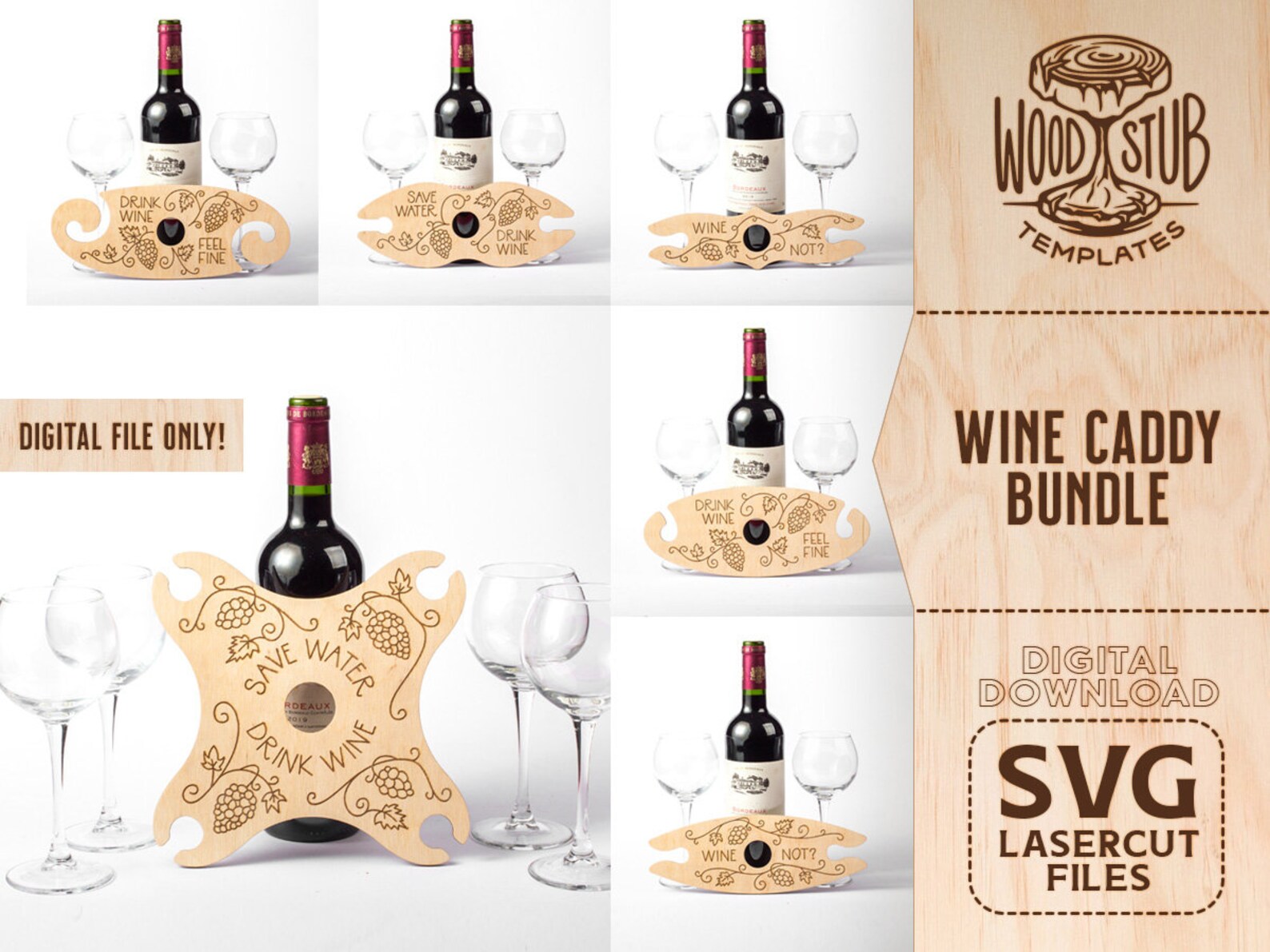 Wine Caddy SVG Bundle Wine Holder SVG Wine Glass Holder - Etsy Canada