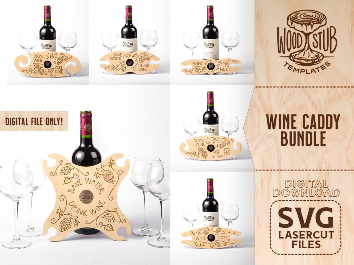 Wine Caddy SVG Bundle Wine Holder SVG Wine Glass Holder - Etsy