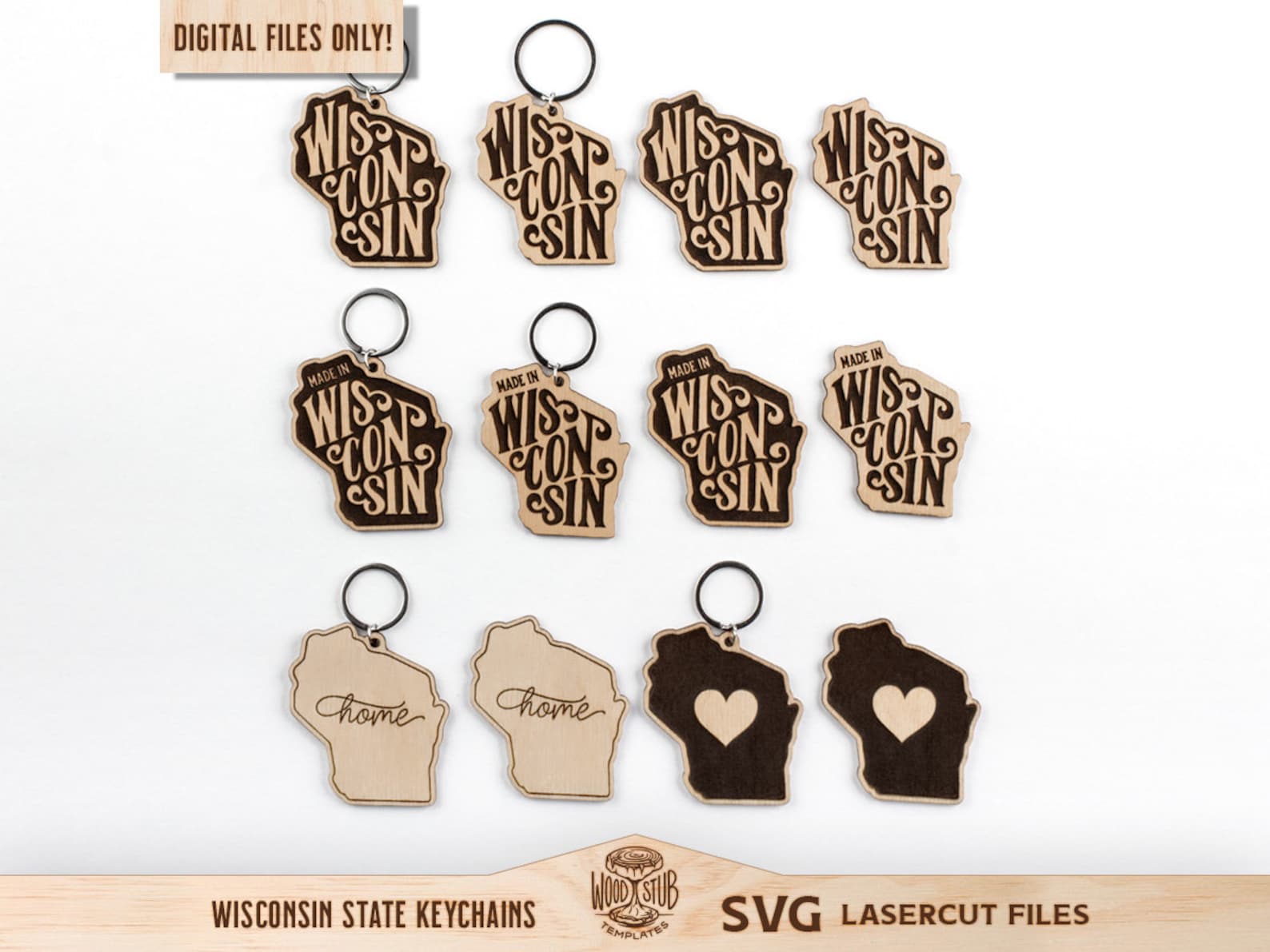 Wisconsin SVG, Wisconsin Keychain SVG, Wisconsin Glowforge SVG ...