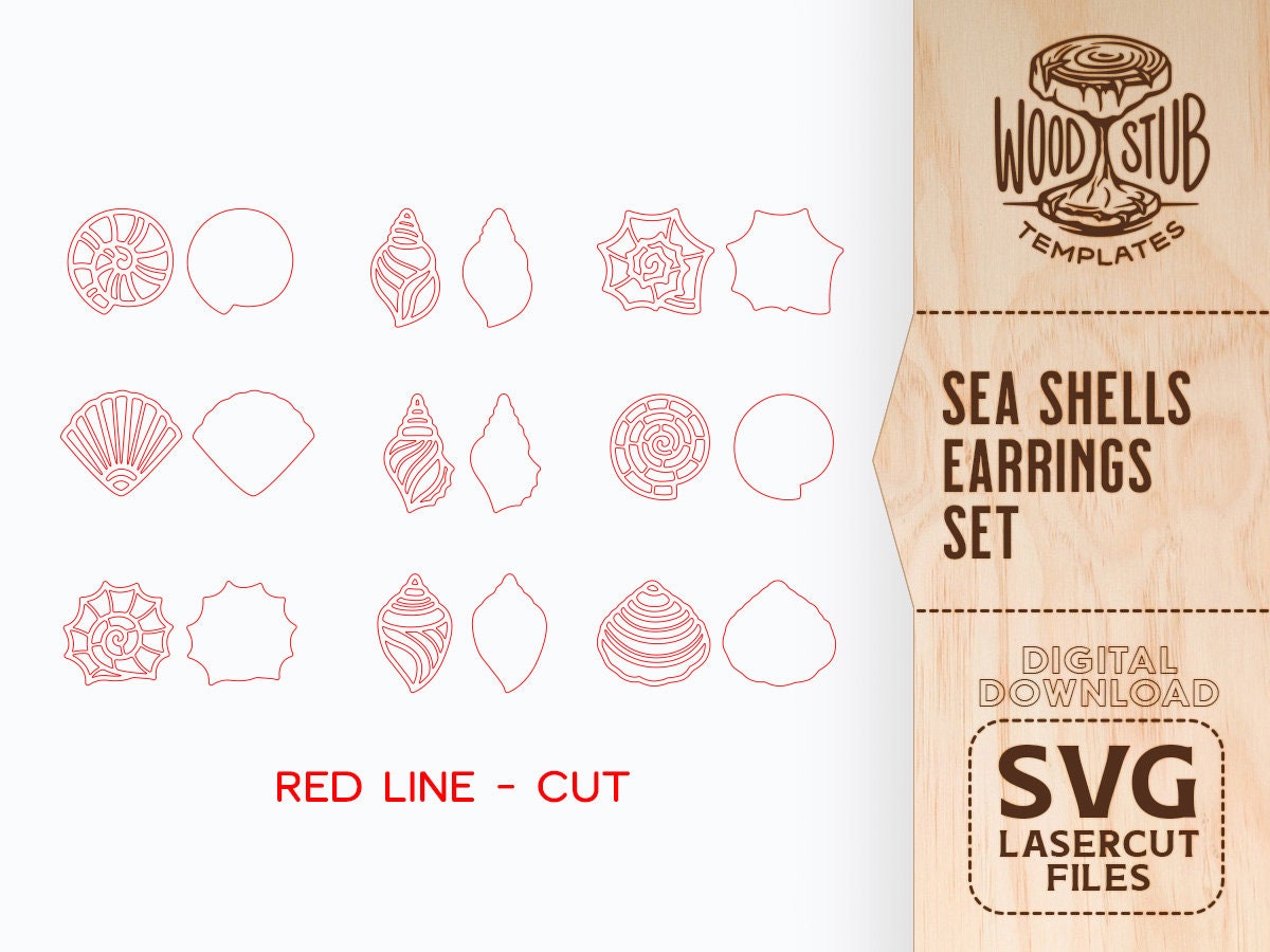 Sea Shell Earrings SVG Earrings SVG Earrings Laser File - Etsy