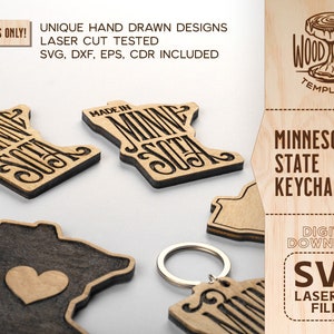 Minnesota SVG, Minnesota Keychain SVG, Minnesota Glowforge SVG ...