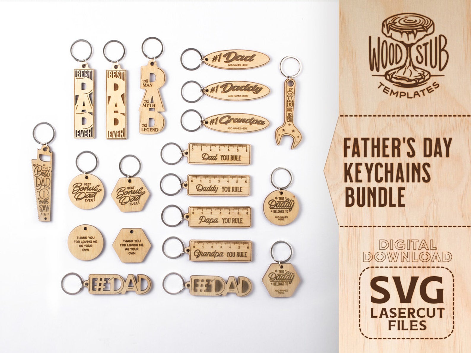 Fathers Day Keychain Bundle SVG Dad Keychain SVG Fathers | Etsy Canada