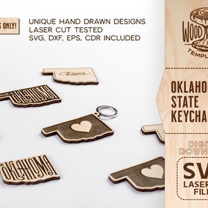 Oklahoma SVG, Oklahoma Keychain SVG, Oklahoma Glowforge SVG, Oklahoma ...