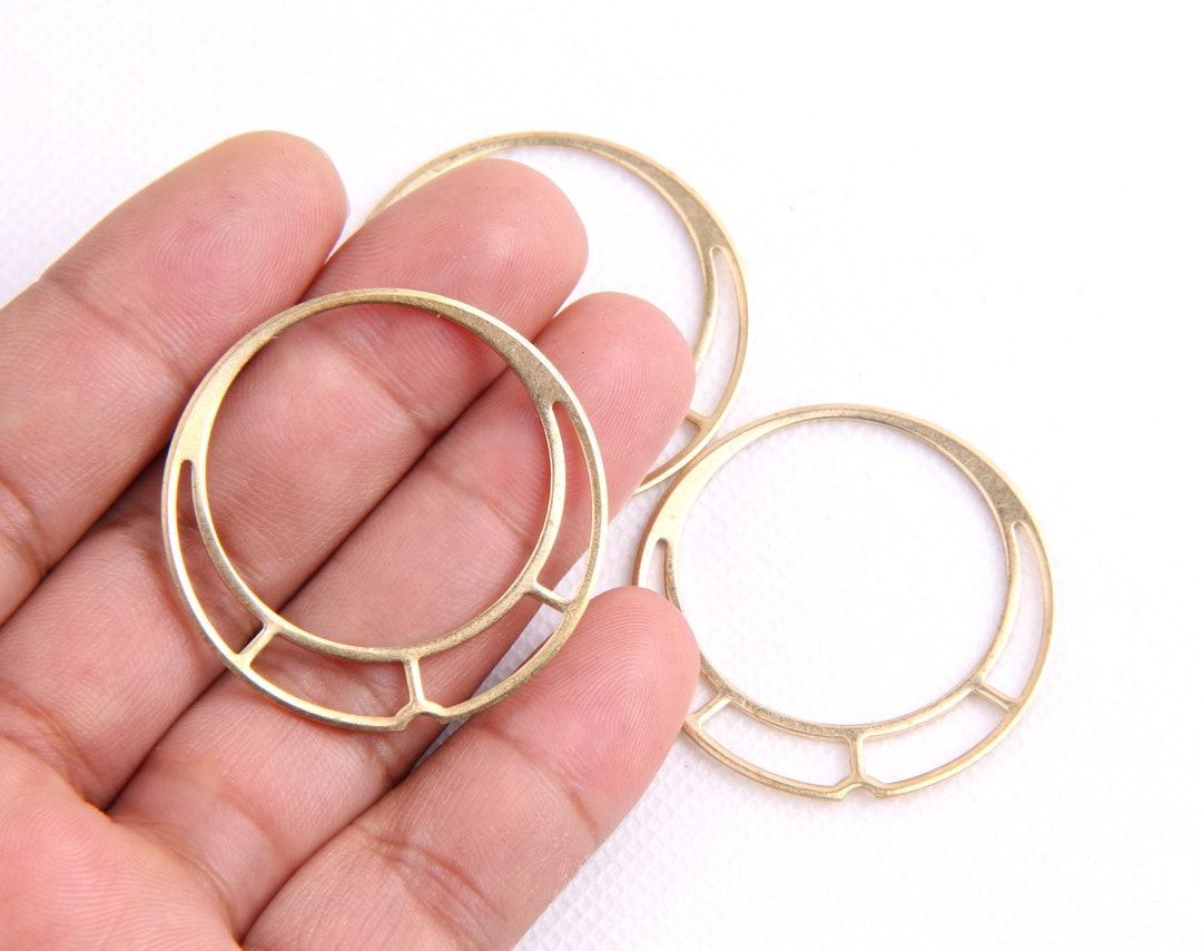 Raw Brass Earring Pendant-brass Earring Charms-circle Shape Earrings ...