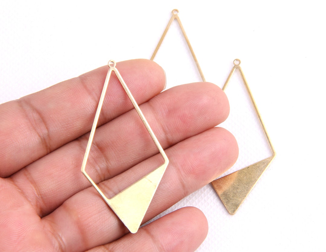 Raw Brass Earring Pendant-brass Earring Charms-diamond Shape Earrings ...
