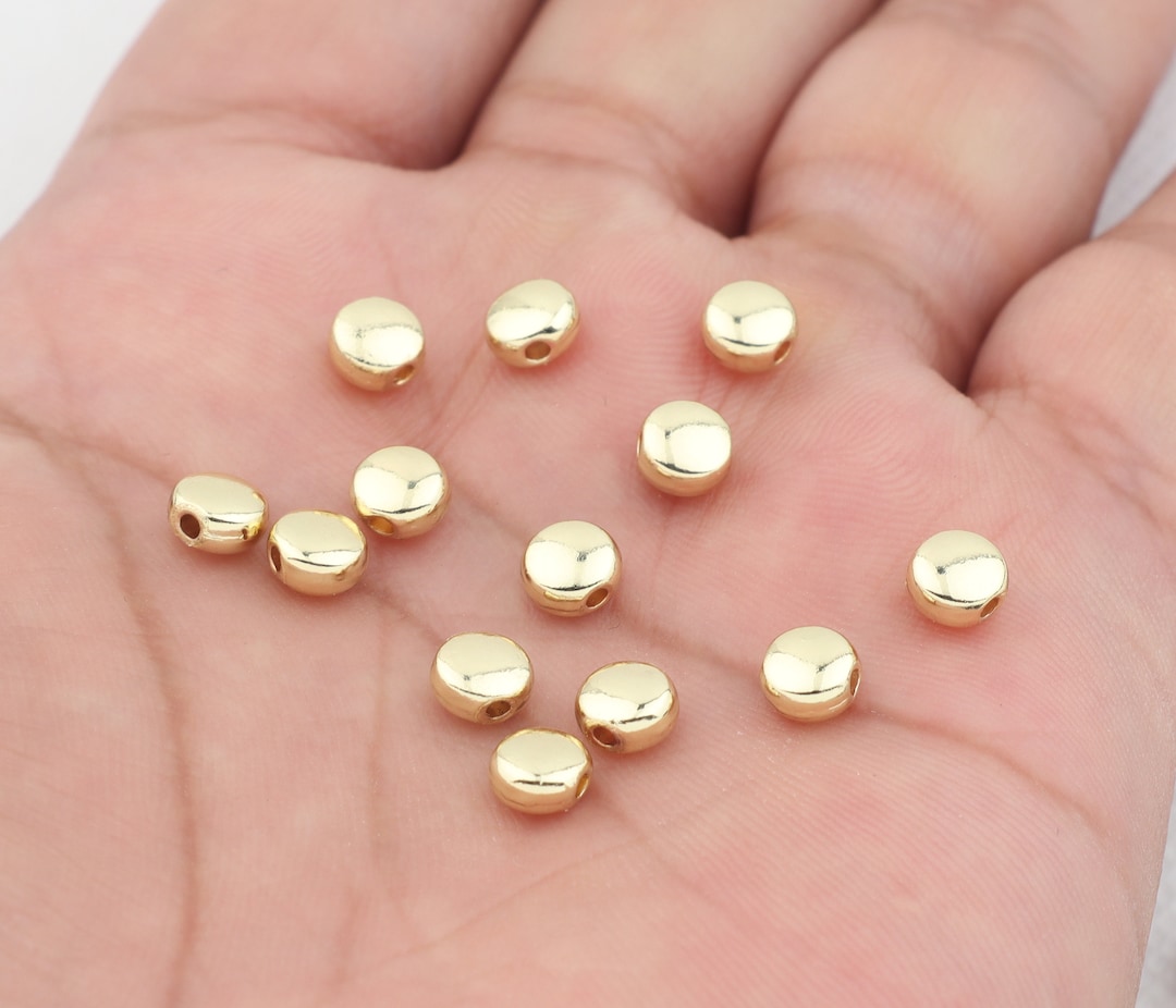 16K Gold Plated Brass Flat Beads - 6mm Metal Fittings - Etsy