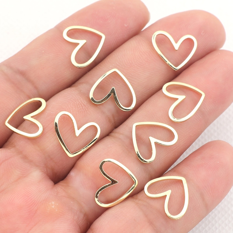 Double Open Heart Charm - Etsy