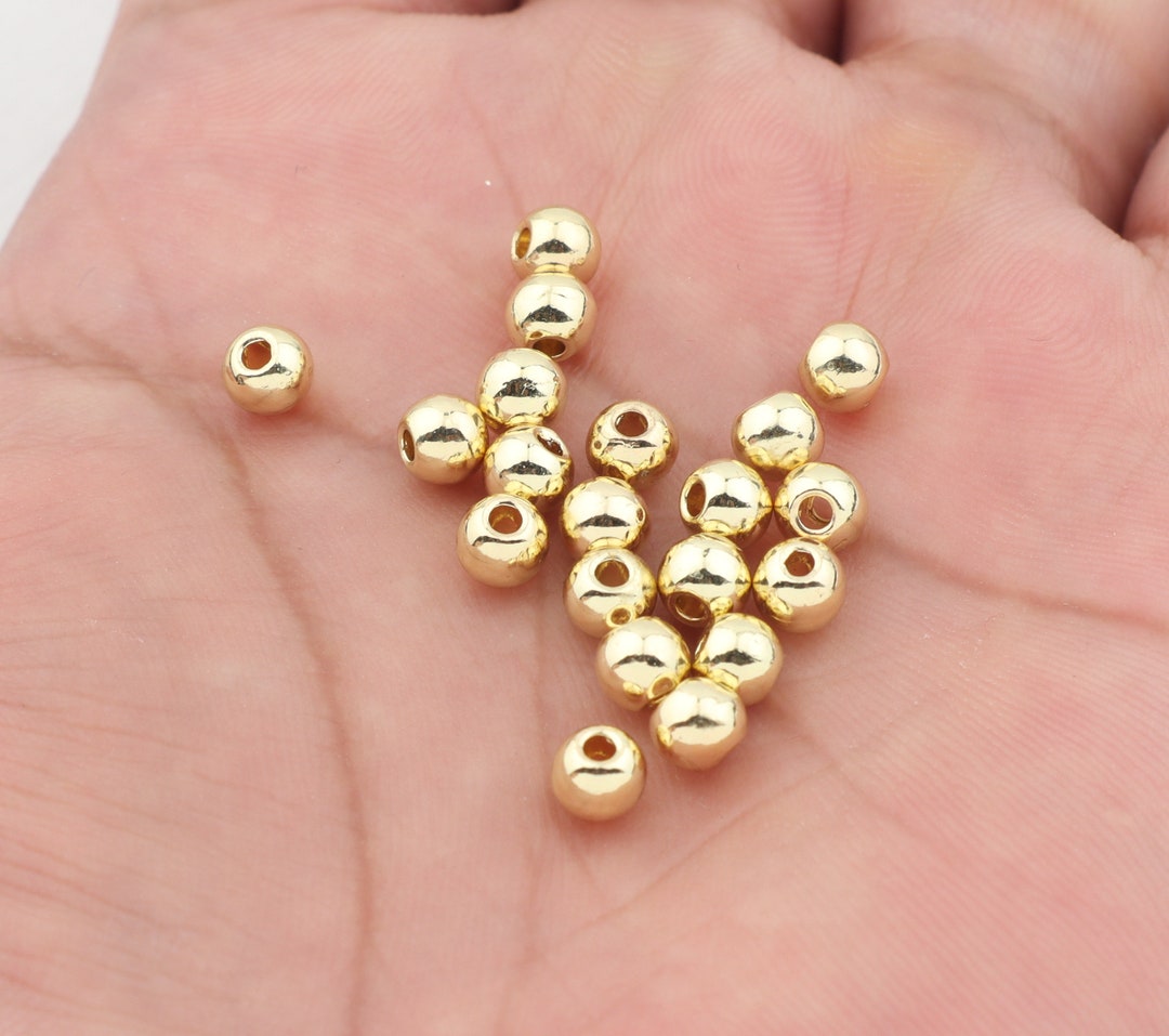 16K Gold Plated Alloy Bead, Nickel Free Metal Ball, Metal Fittings Flat ...