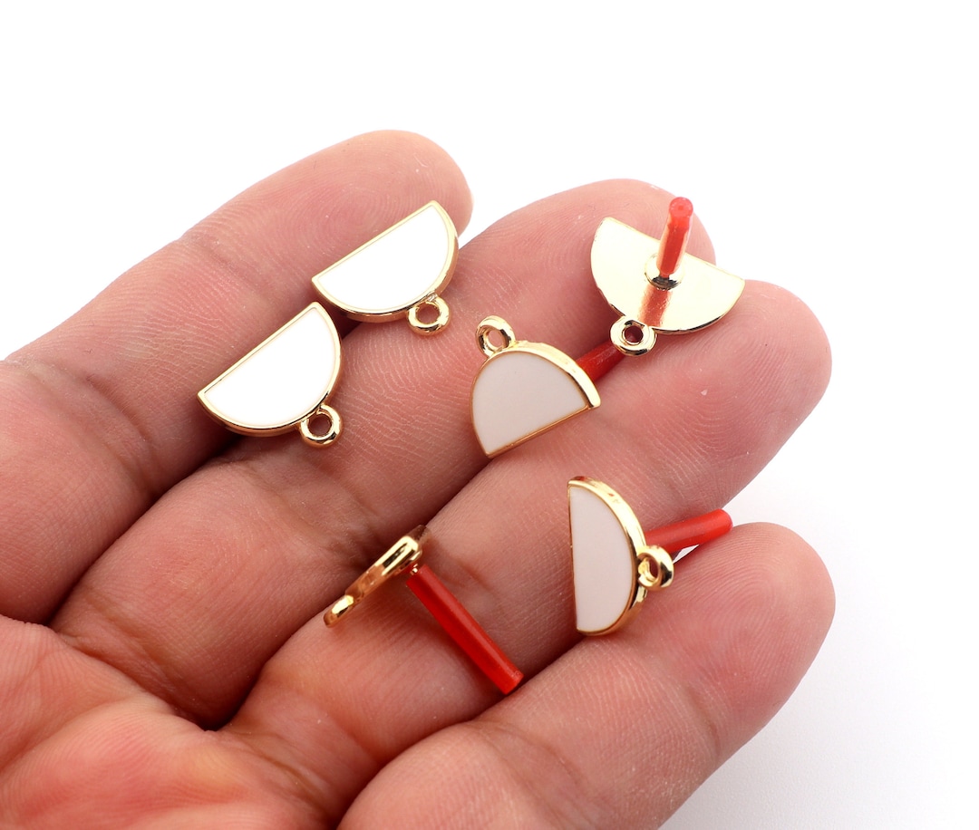 Gold Plated D Shape Earring Posts: Alloy Earring Charms (14mm) - Etsy