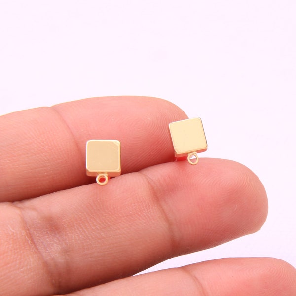 Square Gold Earrings - Etsy