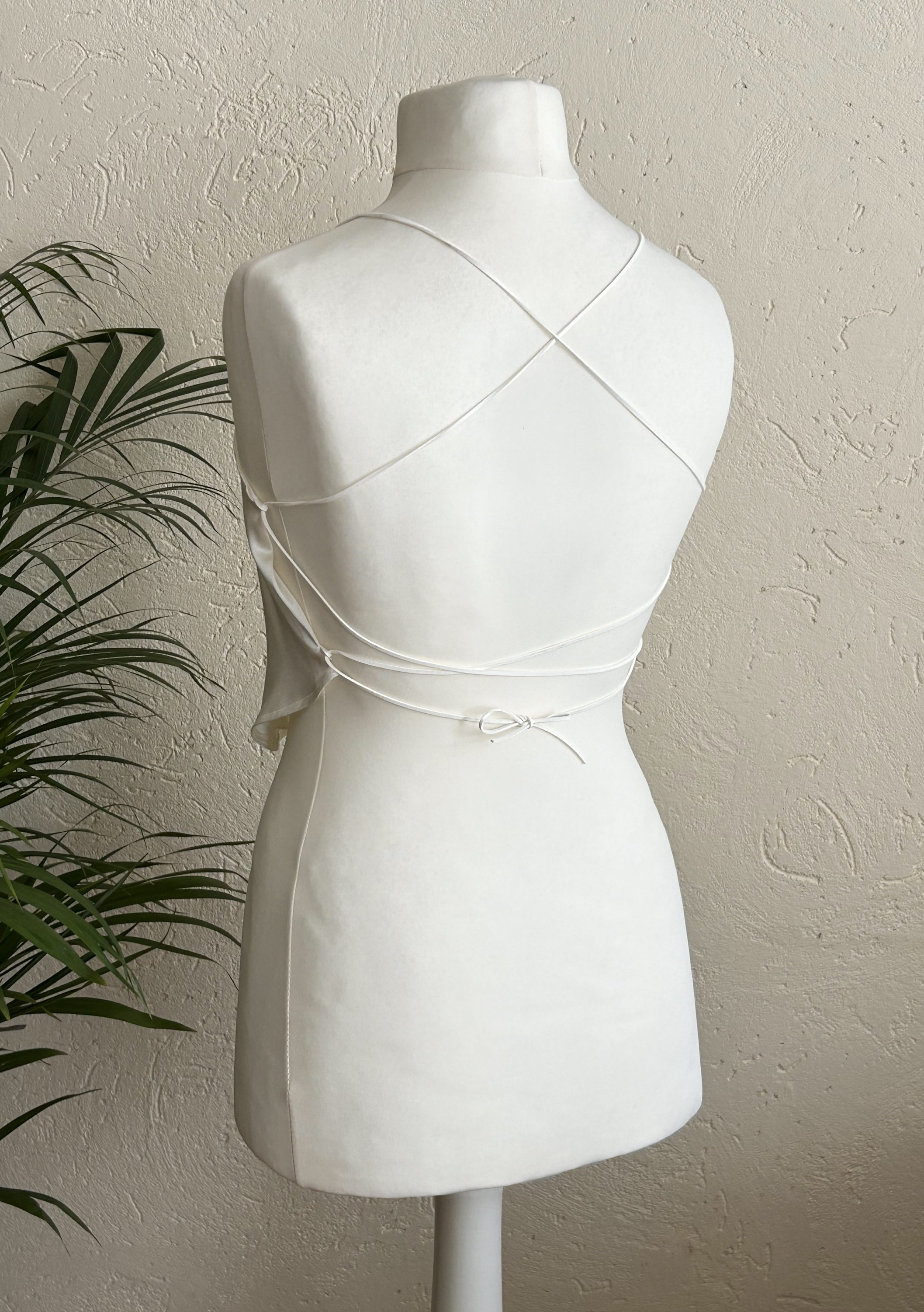 Blanche Made to Order Pure White Silk Backless Strap Top - Etsy
