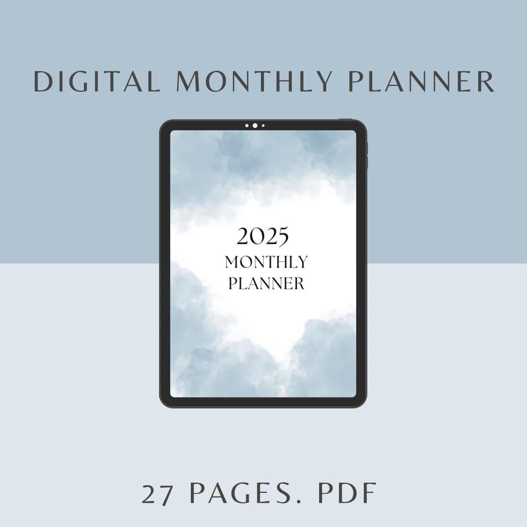 Cloudy 2025 Planner. Digital Monthly Planner, iPad Planner, Goodnotes ...