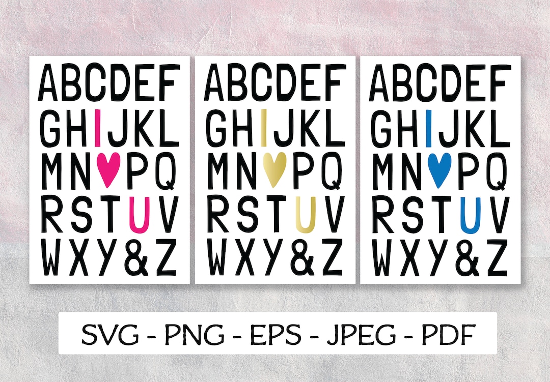 Alphabet I heart U Digital Files Alphabet SVG Nursery - Etsy UK