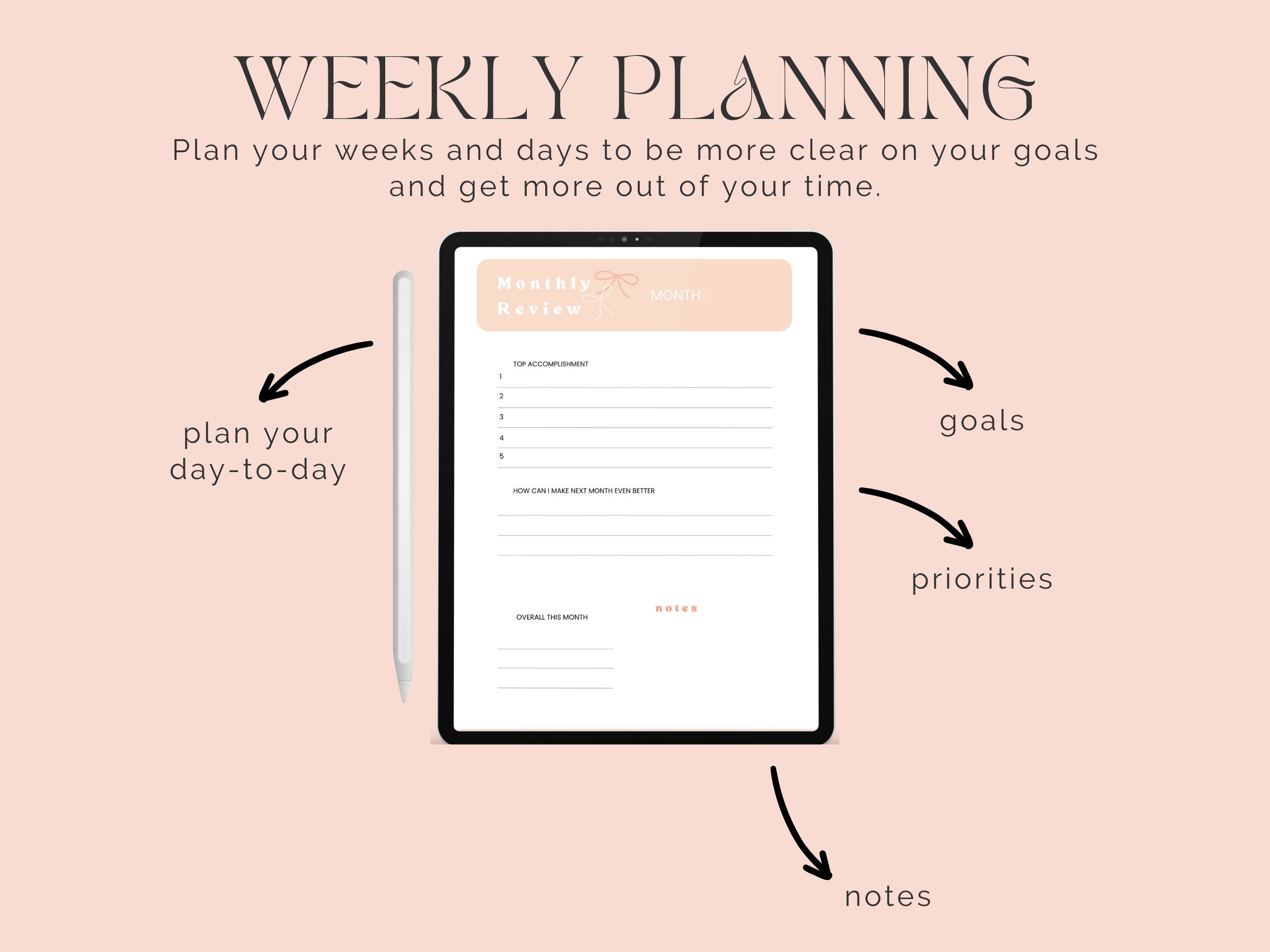 2024 Peach Coquette Bow Planner, 2024 Digital Planner, 2024 Planner ...