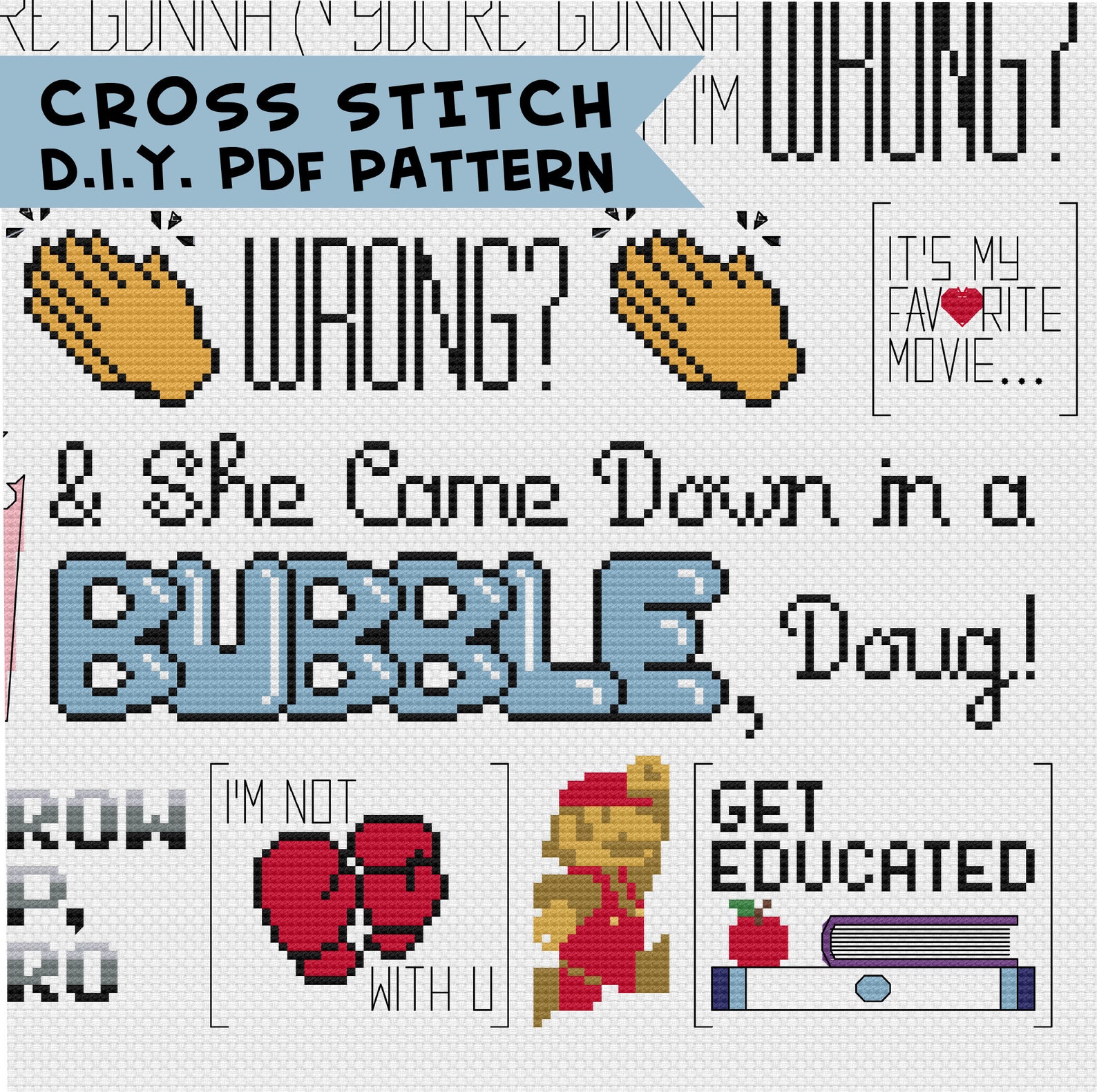 She Came Down in a Bubble Doug DIY PDF Cross Stitch - Etsy